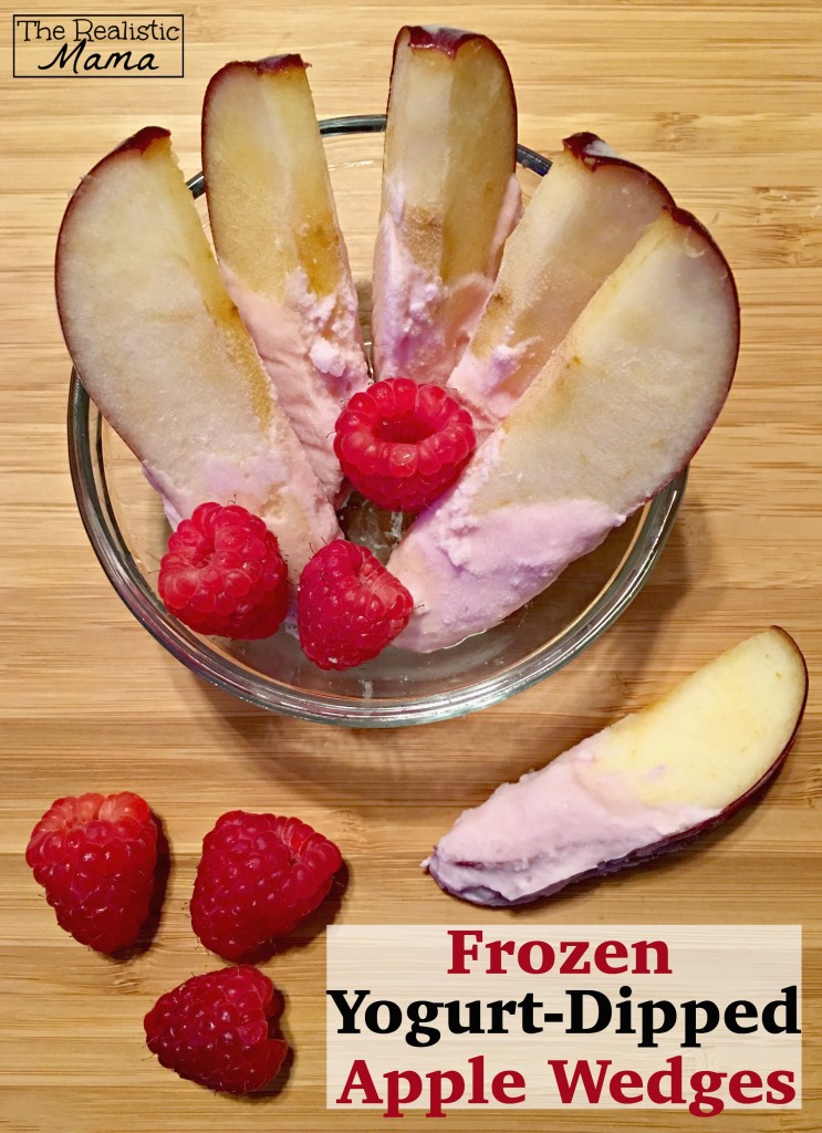 Frozen Yogurt-Dipped Apple Wedges - The Realistic Mama