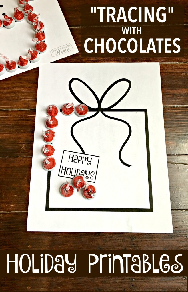 "Tracing" with Chocolates | Holiday Printable Activity - The Realistic Mama