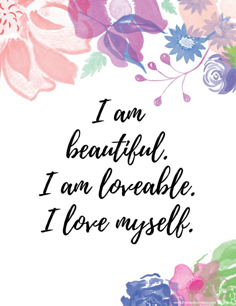 I am beautiful free printable - The Realistic Mama